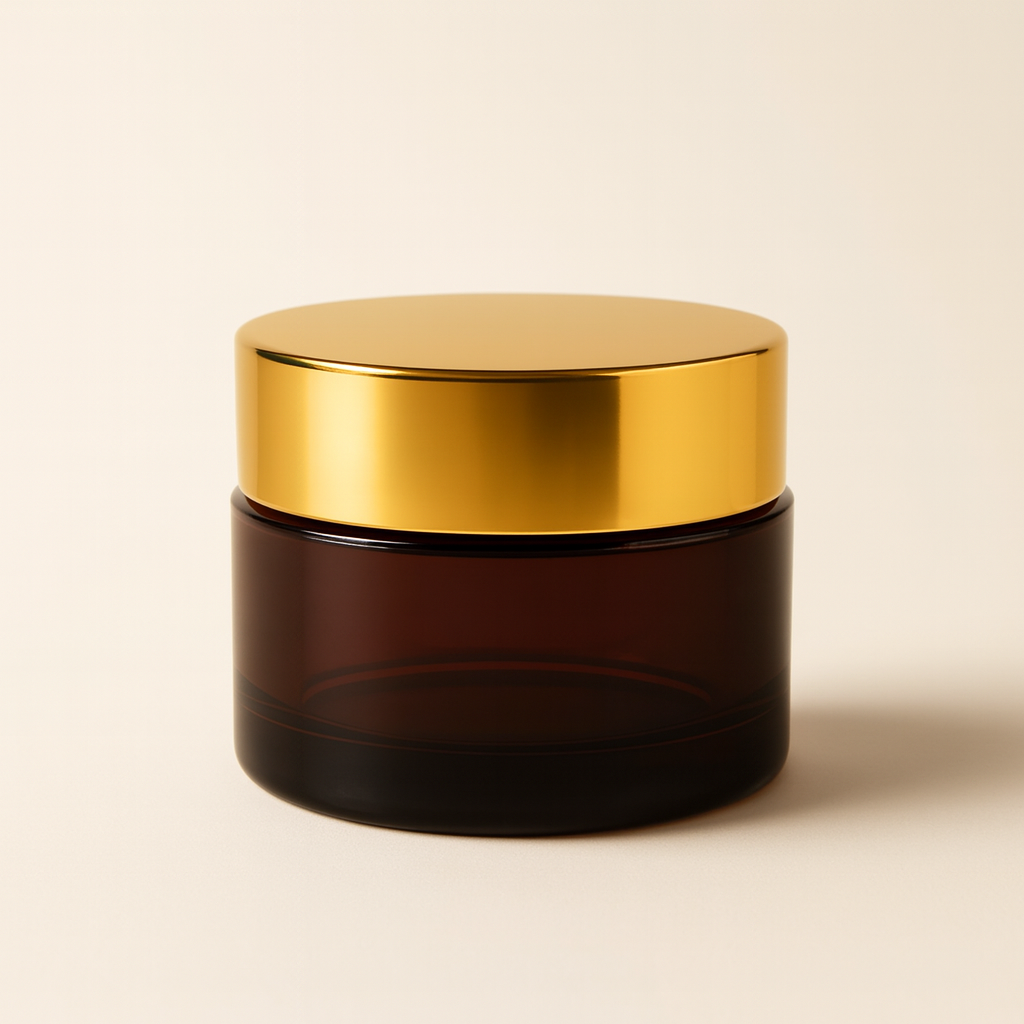 50g amber glass jar with gold lid and shive – Wayserve